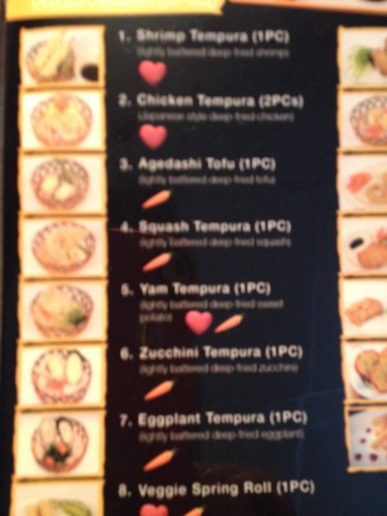 Menu at Tokyo House restaurant, Thunder Bay