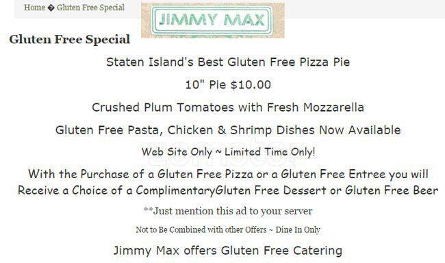 Menu at Jimmy Max pizzeria, Bayonne, 280 Watchogue Rd