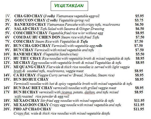 Menu at Phở Duy (Broomfield) restaurant, Broomfield, W 120th Ave Unit #B