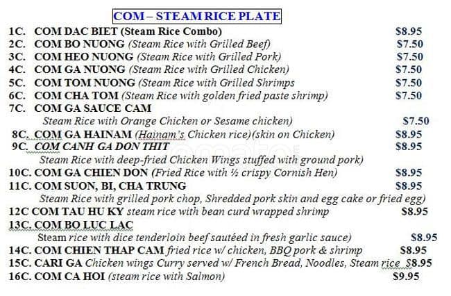 Menu at Phở Duy (Broomfield) restaurant, Broomfield, W 120th Ave Unit #B