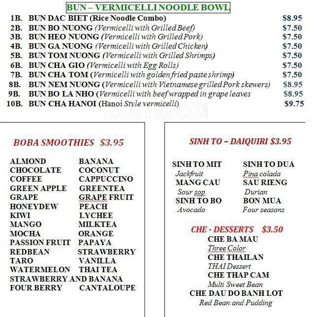Menu at Phở Duy (Broomfield) restaurant, Broomfield, W 120th Ave Unit #B