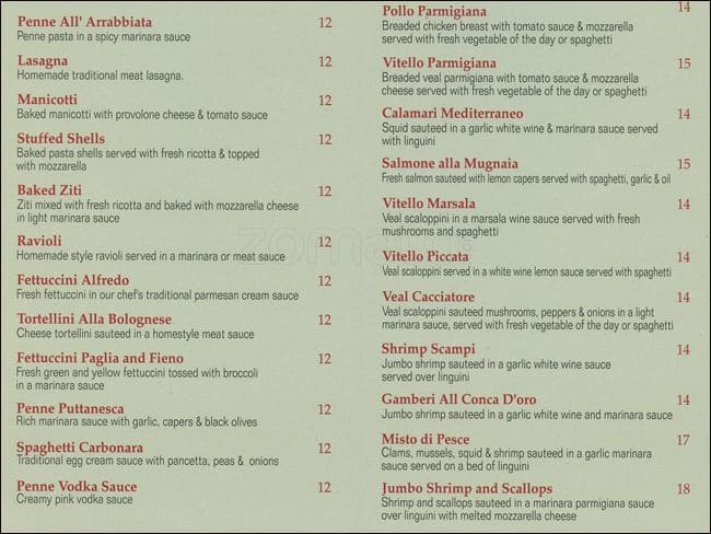 Menu at Fiorello's Cafe, West Chester