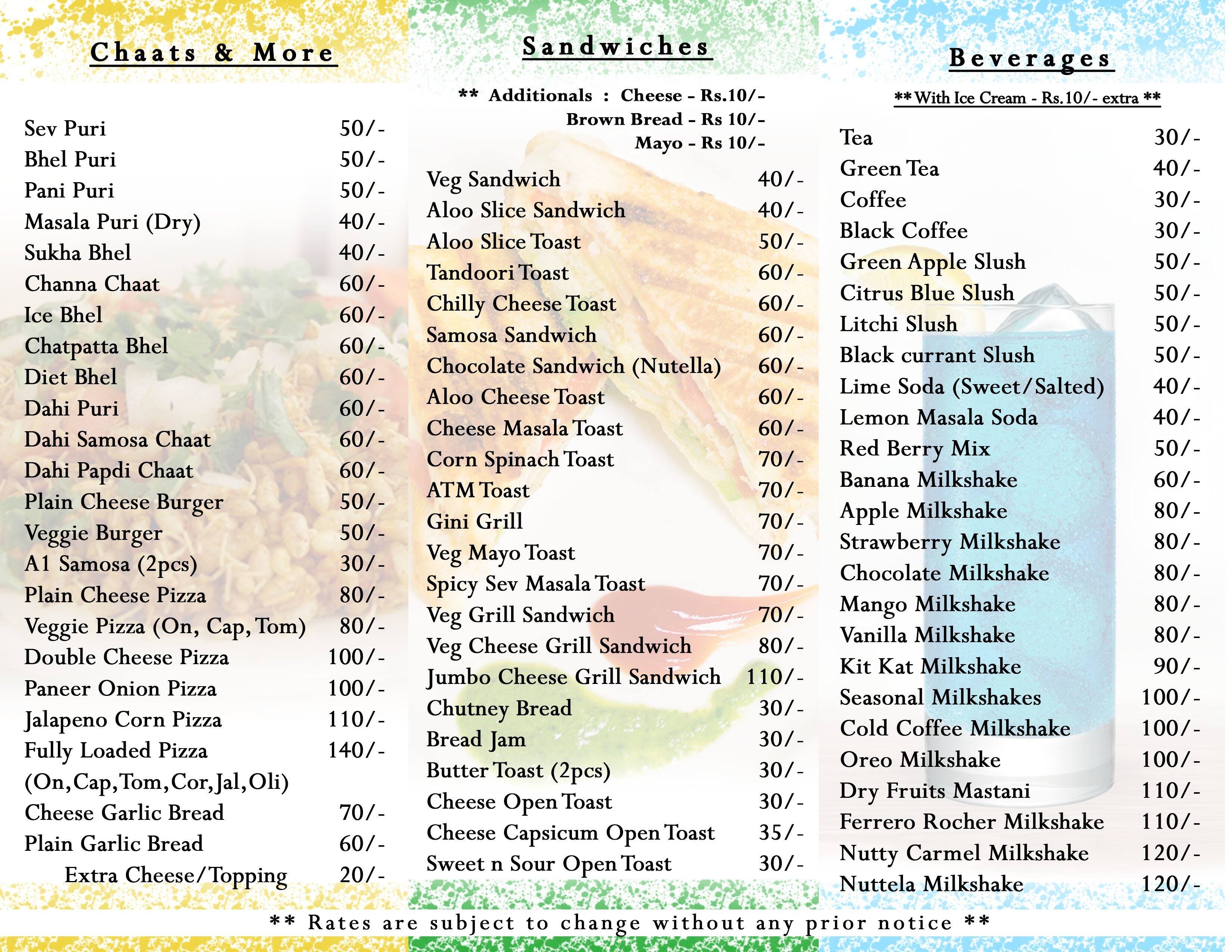 DJ's Menu, Menu for DJ's, Khar, Mumbai - Zomato