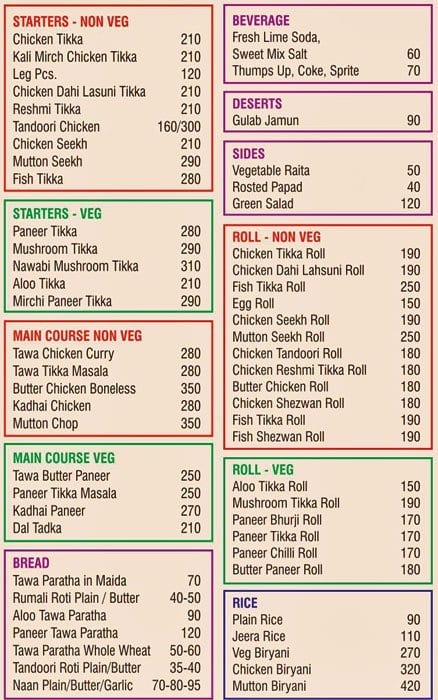 Punjabi Tawa & Grill Menu, Menu for Punjabi Tawa & Grill, Khar, Mumbai ...