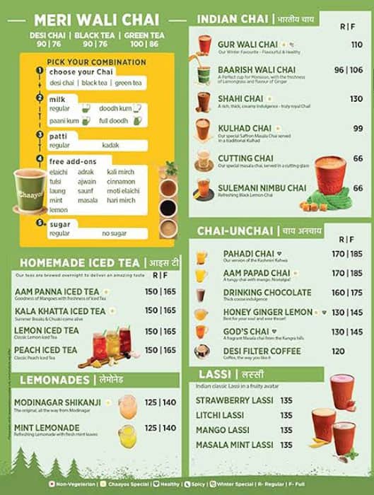 Menu of Chaayos Chai+Snacks=Relax, Camp Area, Pune