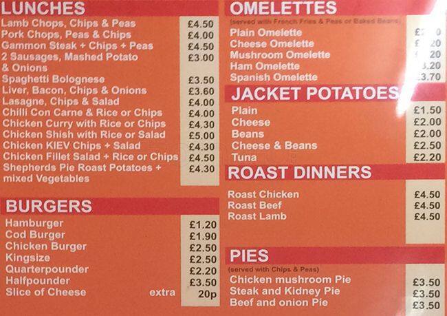 Menu at Welcome Cafe, London, 672 High Rd Leyton