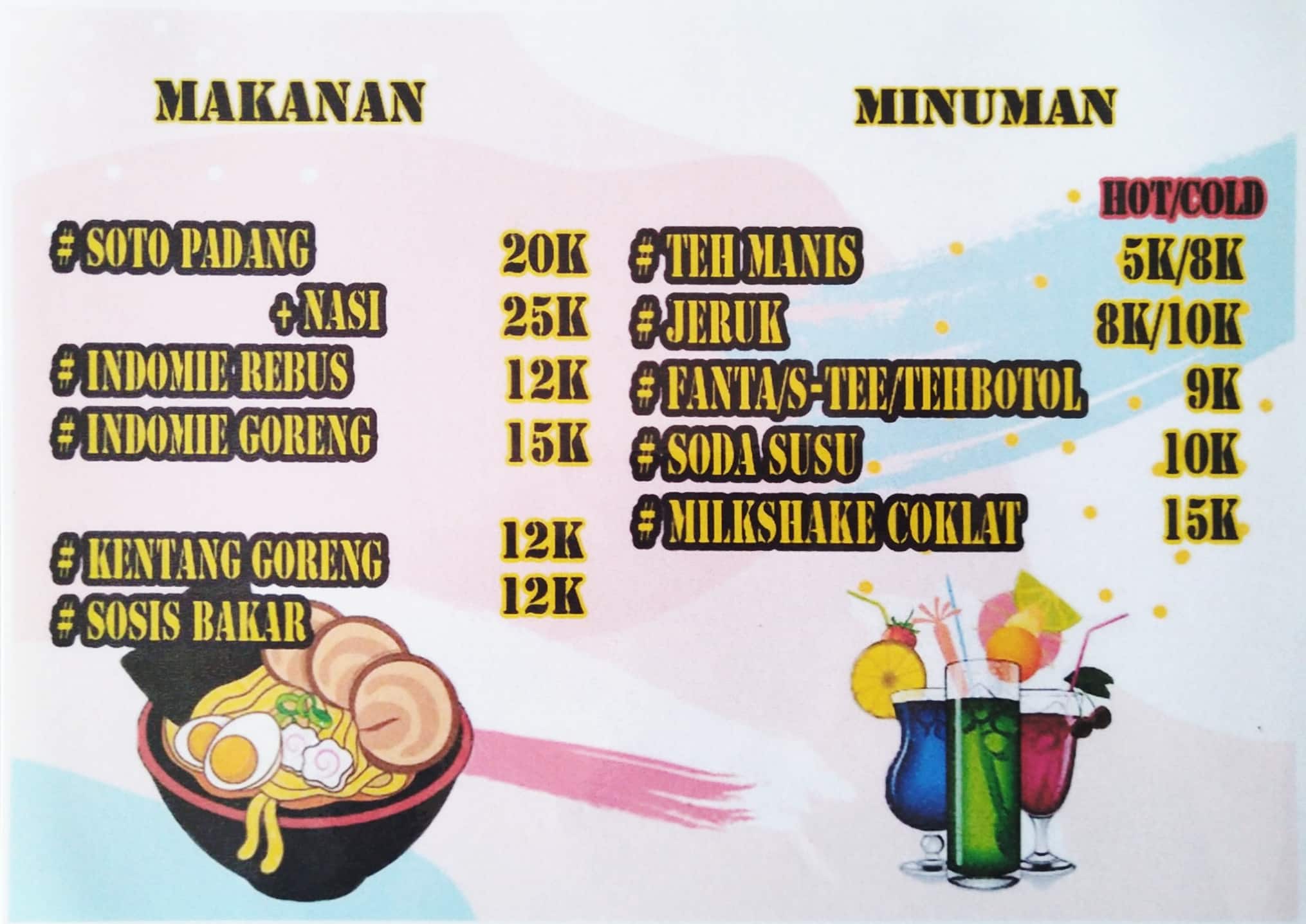 Menu at Sop Durian Zabana restaurant, South Tangerang, Jl. Nusantara Raya