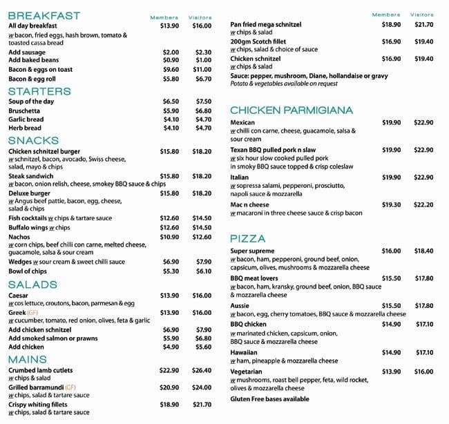 Menu at Lakeside Golf Club Camden, Gledswood Hills