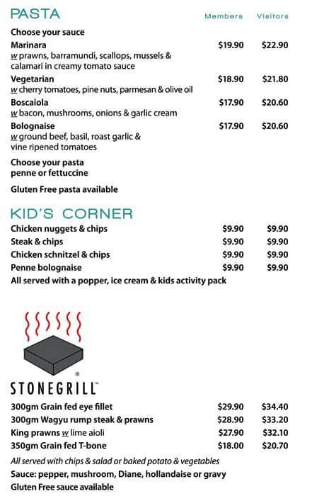 Menu at Lakeside Golf Club Camden, Gledswood Hills