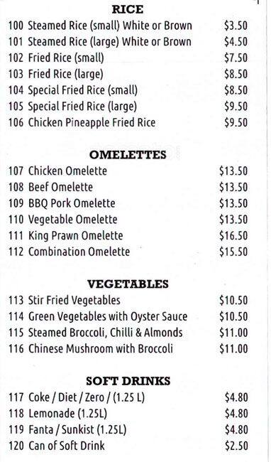 Menu at China Moon, Bondi