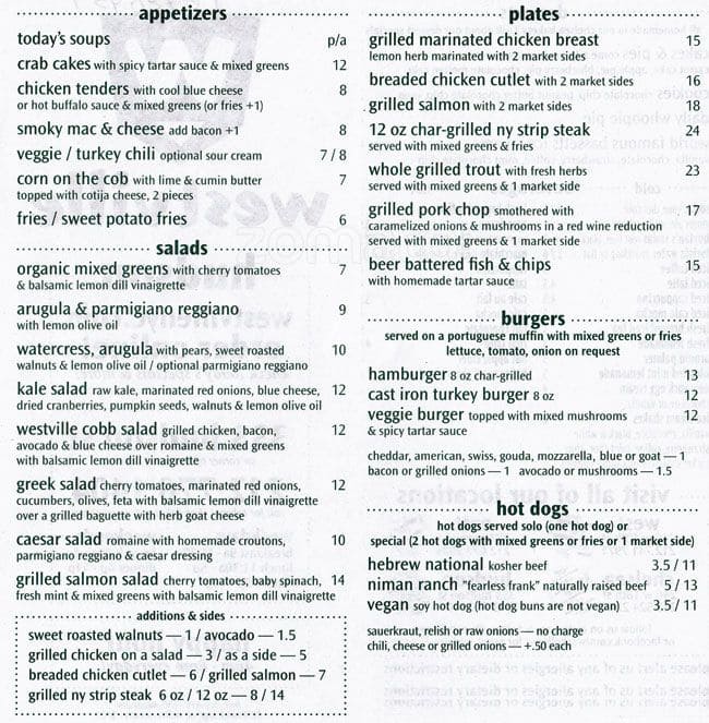 Westville Menu, Menu for Westville, Greenwich Village, New York City ...