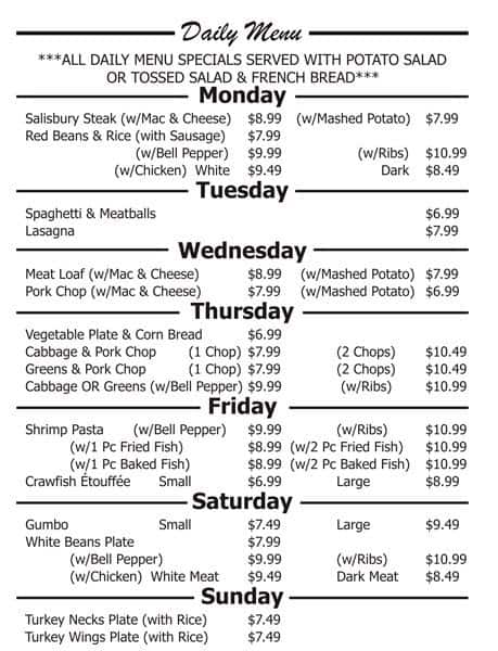 Menu at TRIANGLE DELI restaurant, New Orleans, N Broad St