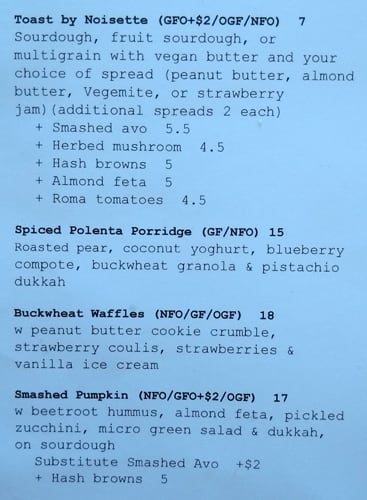 Menu at Power Plant restaurant, Templestowe