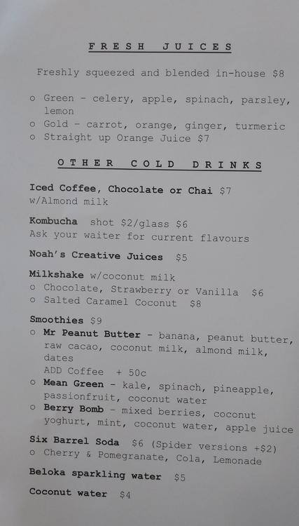 Menu at Power Plant restaurant, Templestowe