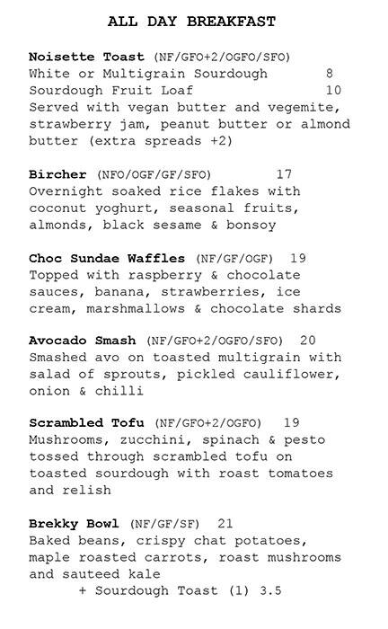 Menu at Power Plant Cafe, Templestowe