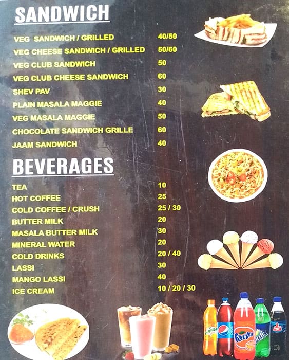 Menu at Swagat Snacks Centre, Pune