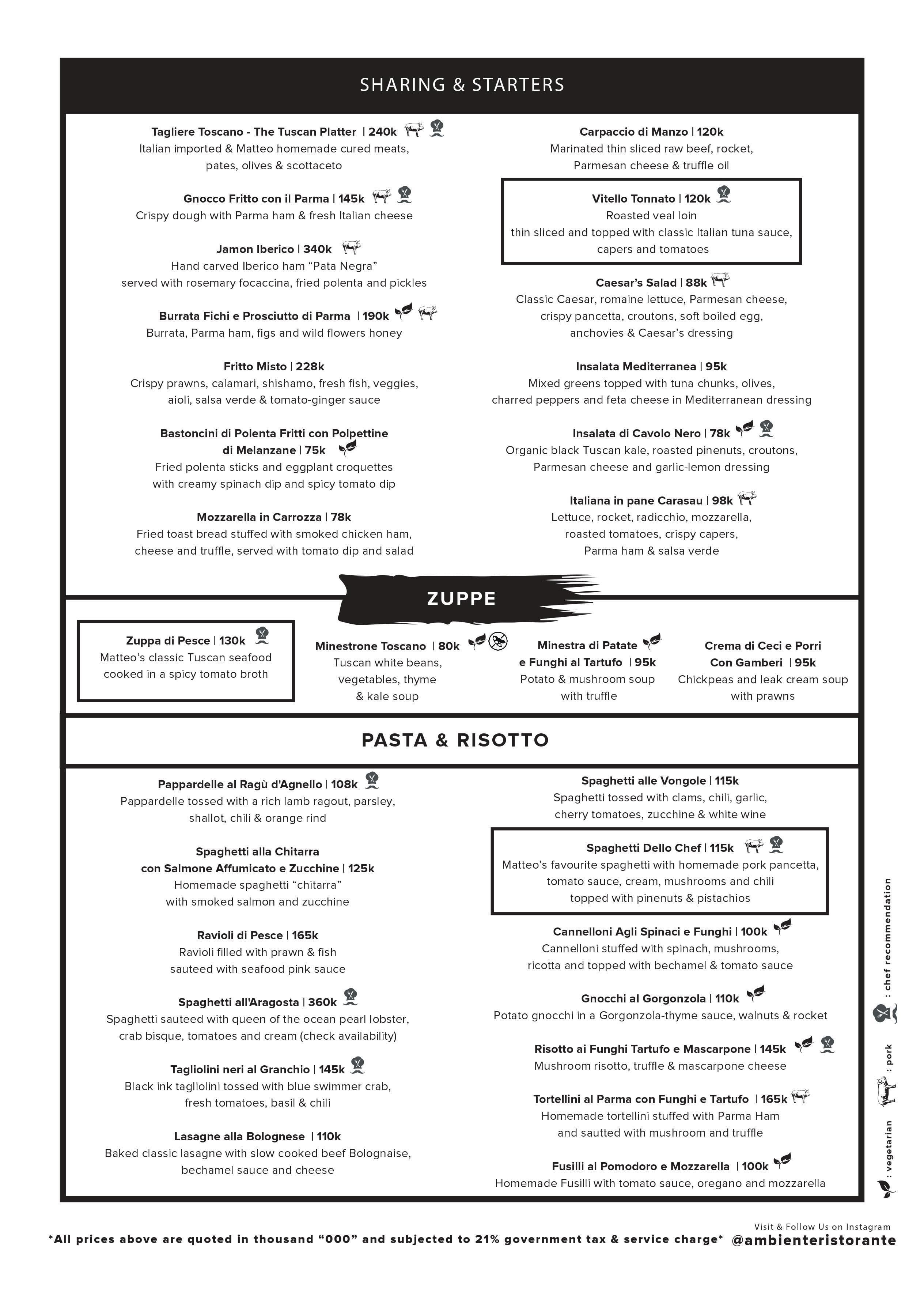 Carta de Ambiente Ristorante - Aryaduta Jakarta, Yakarta