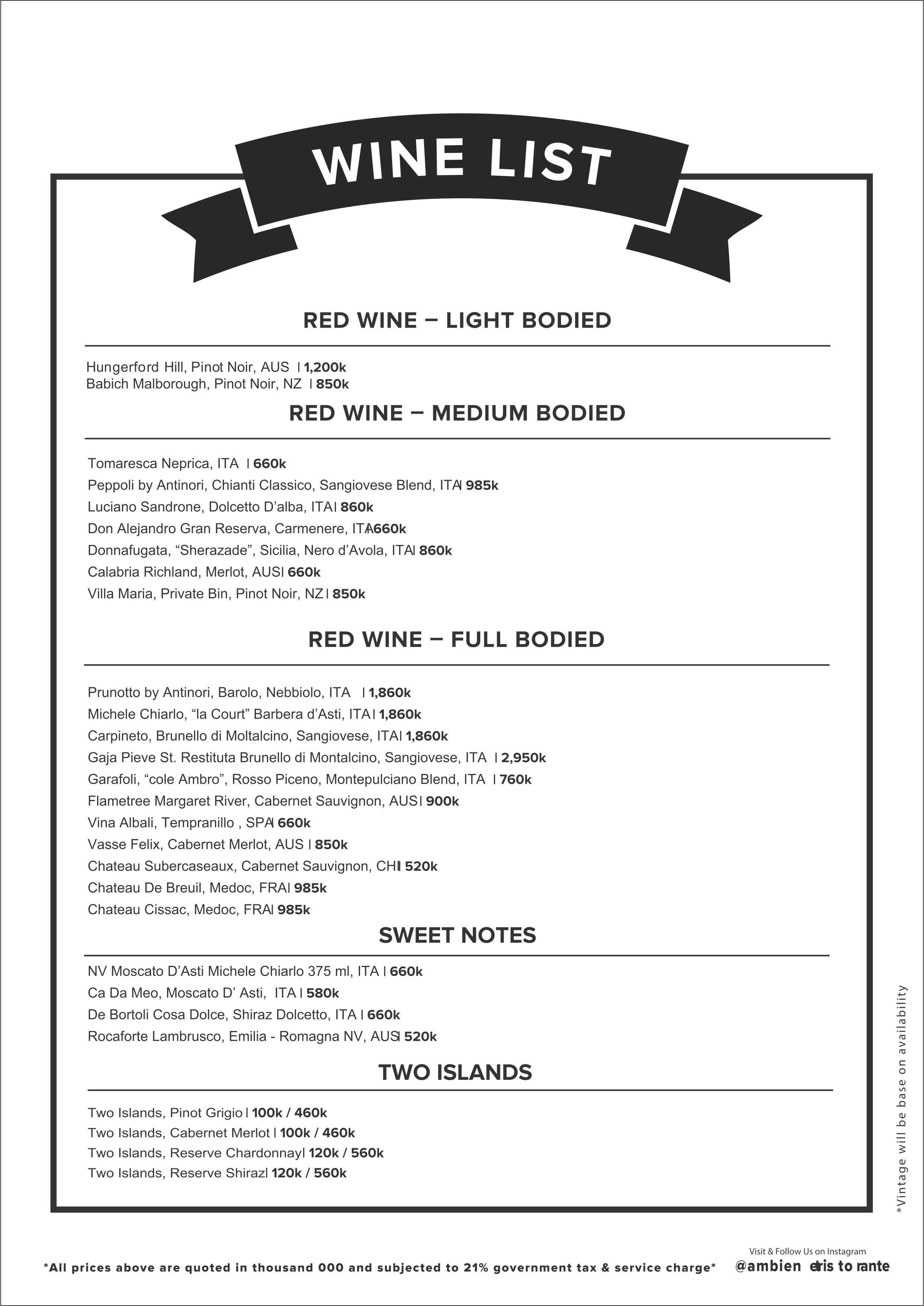 Menu at Ambiente Ristorante - Aryaduta Jakarta, Jakarta
