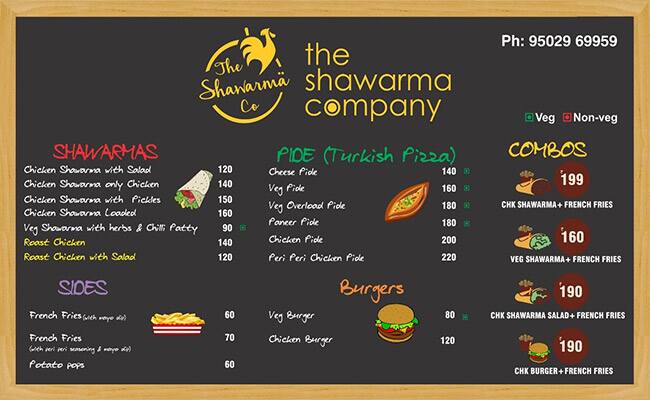 Menu at Indian Shawarma, Hyderabad, plot 111