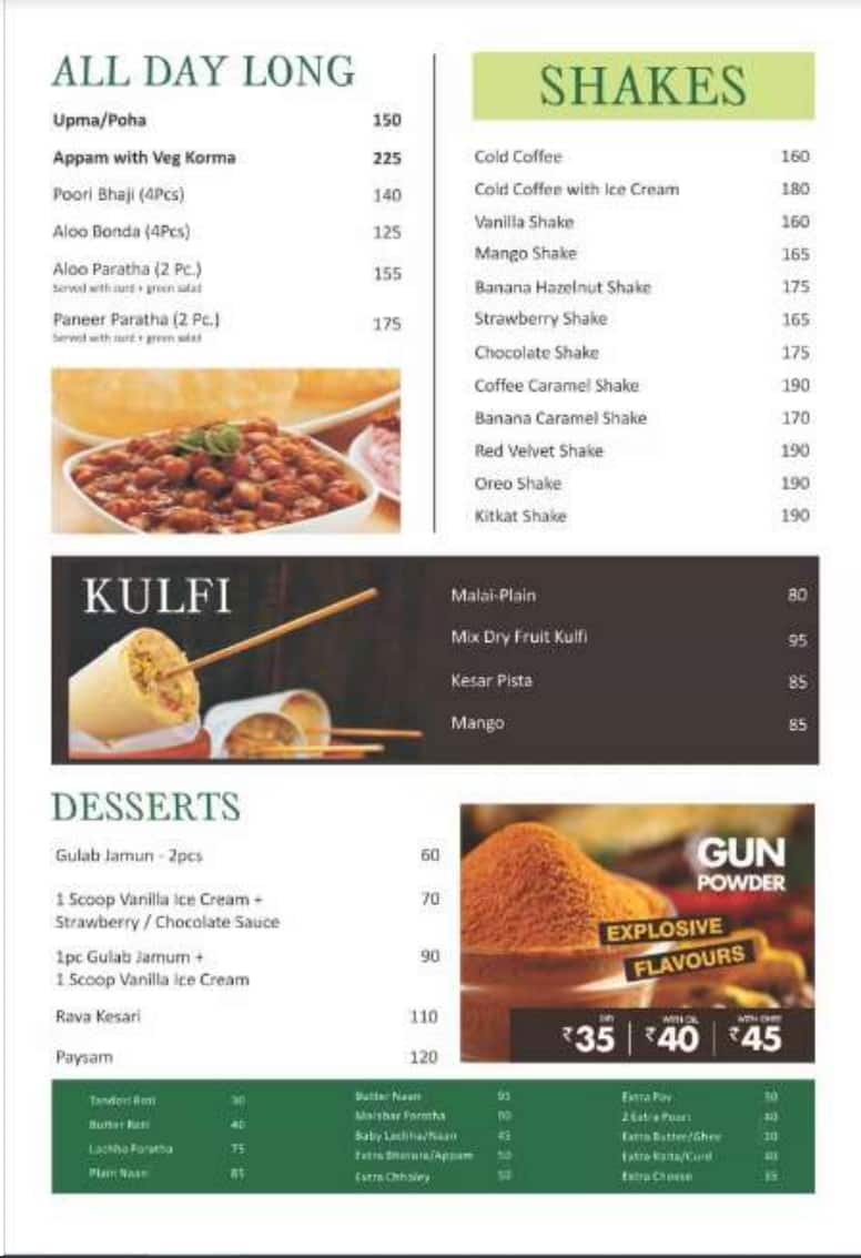 Menu of Curry Leaf, Gomti Nagar, Lucknow