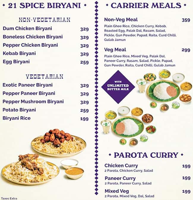Menu of Thalairaj Biryani, Sector 59, Gurgaon