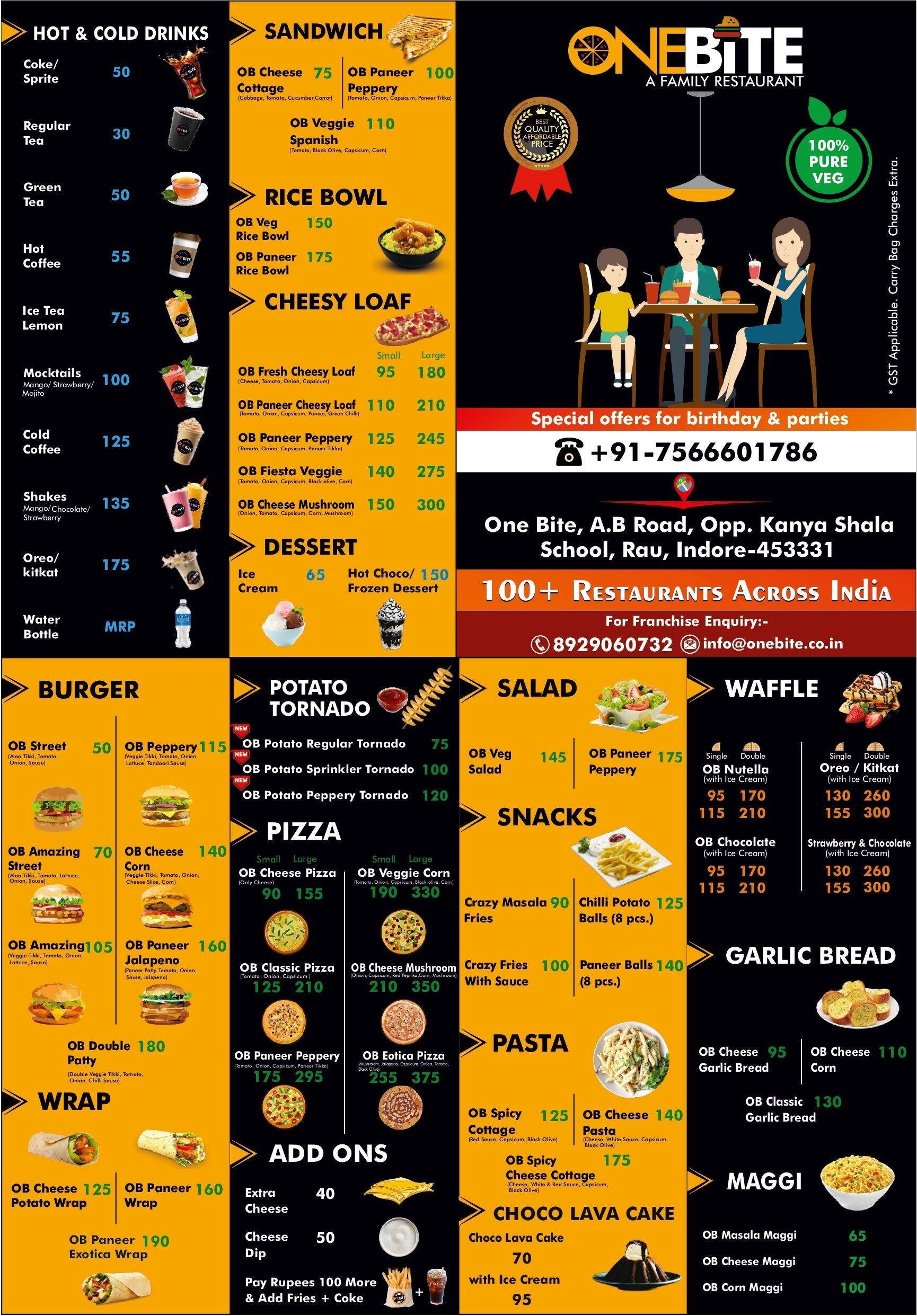 Menu at One Bite Indore, Indore