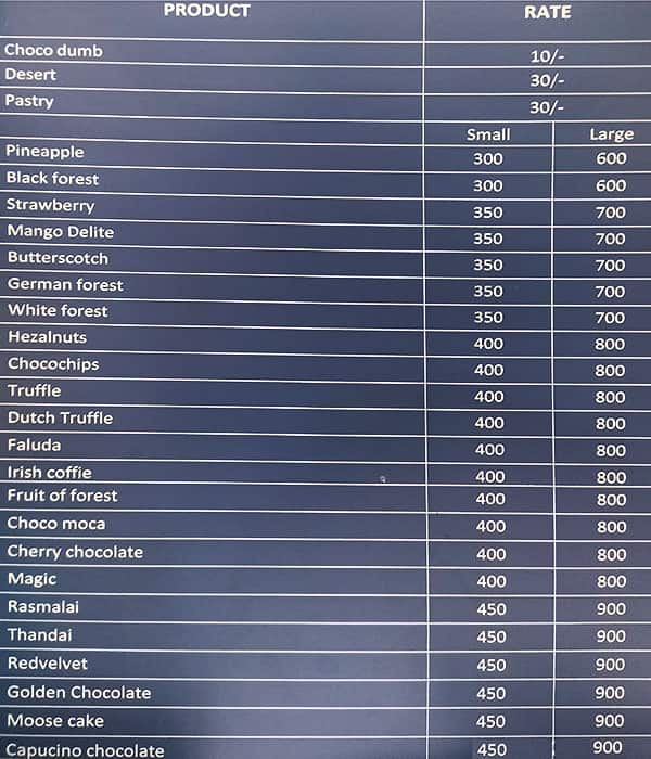 Menu of U2 Cake, Kalyan, Thane