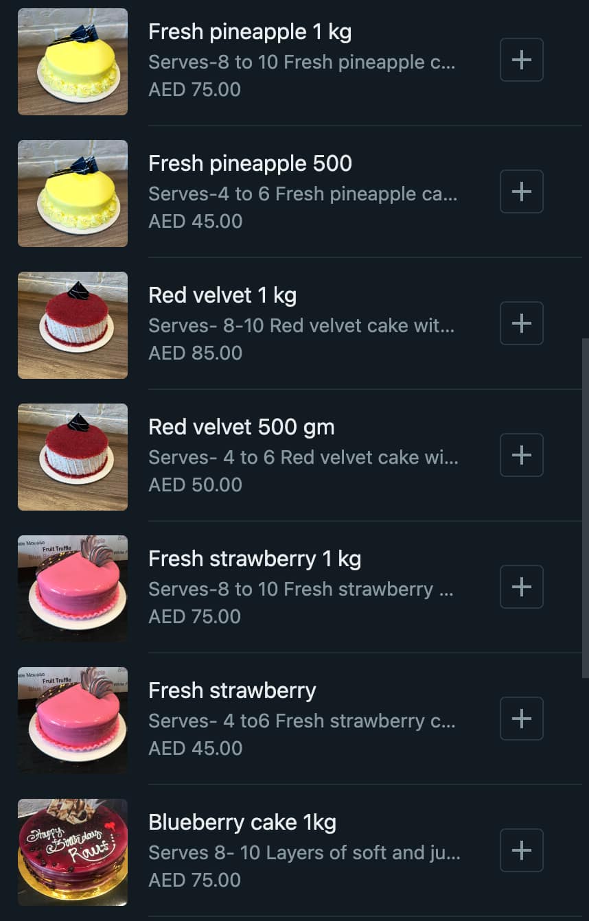 Menu of PaPa Bake, Al Jurf Industrial Area, Ajman