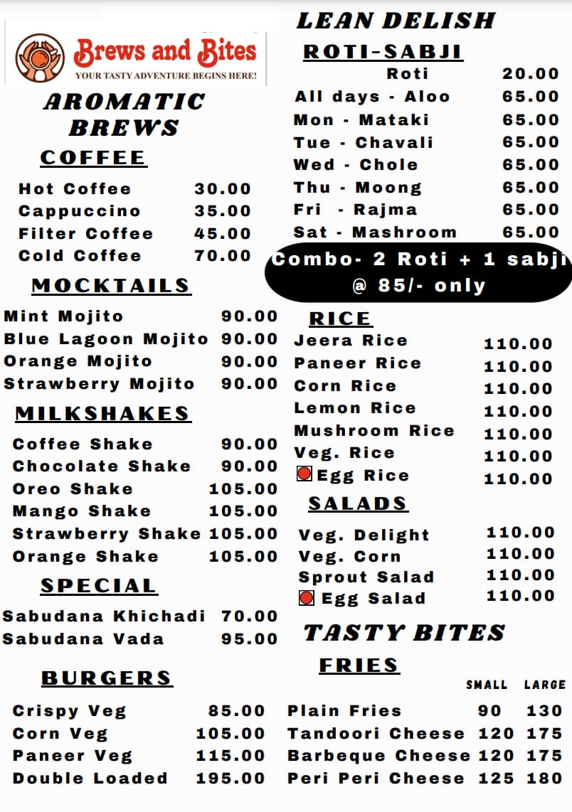 Menu of Brews and Bites, Nerul, Navi Mumbai