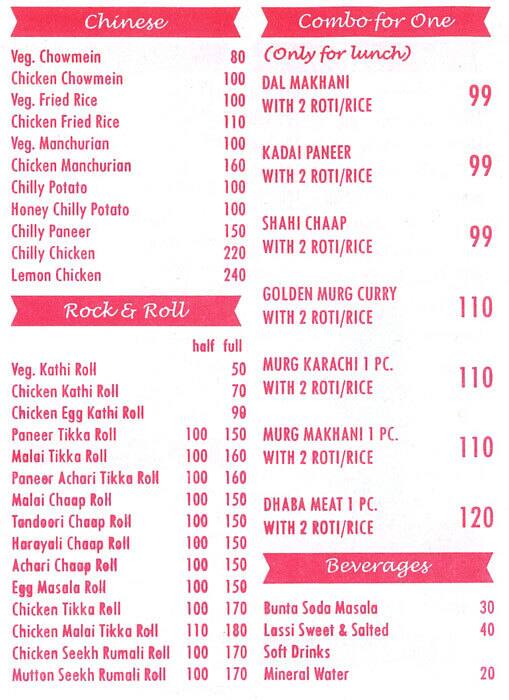 Menu at Delhi Tawa, Delhi, Shop 112