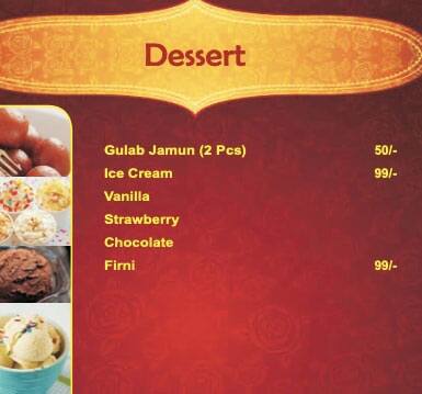 Menu at Handa's Punjabi Cafe, New Delhi