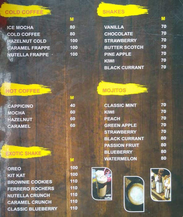 Menu at Handa's Punjabi Cafe, New Delhi