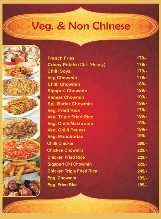 Menu at Handa's Punjabi Cafe, New Delhi