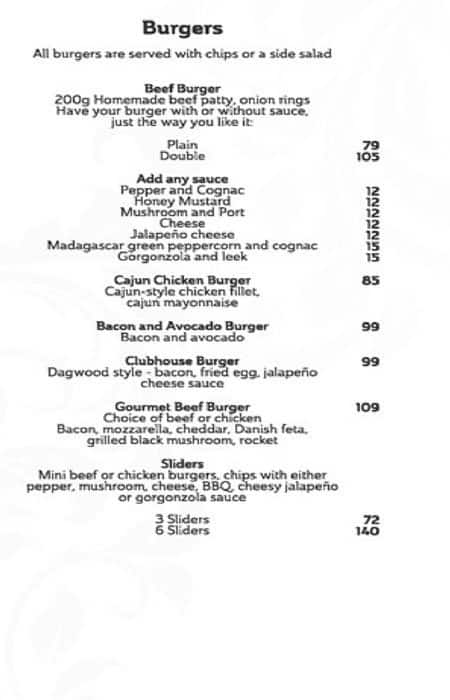 Menu at Rhapsody's-Sunnyside restaurant, Pretoria, Shop L2-33 Sunnypark ...