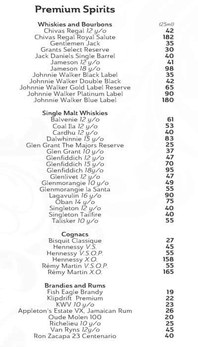 Menu at Rhapsody's-Sunnyside restaurant, Pretoria, Shop L2-33 Sunnypark ...