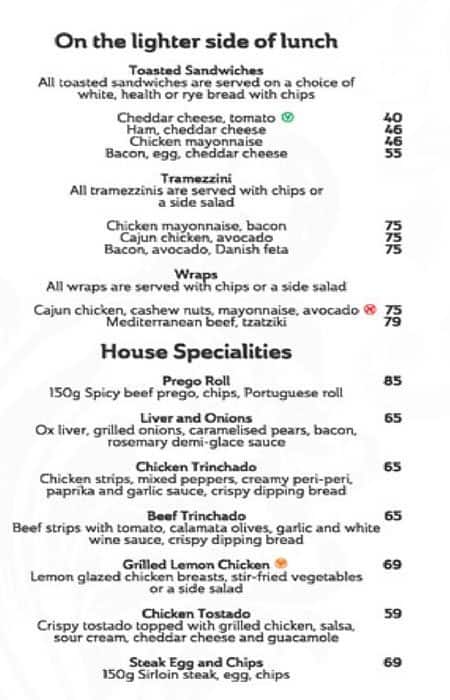 Menu at Rhapsody's-Sunnyside restaurant, Pretoria, Shop L2-33 Sunnypark ...