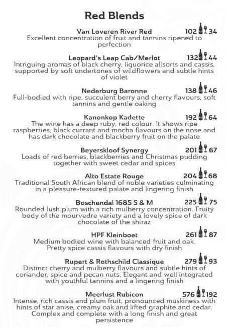 Menu at Rhapsody's-Sunnyside restaurant, Pretoria, Shop L2-33 Sunnypark ...