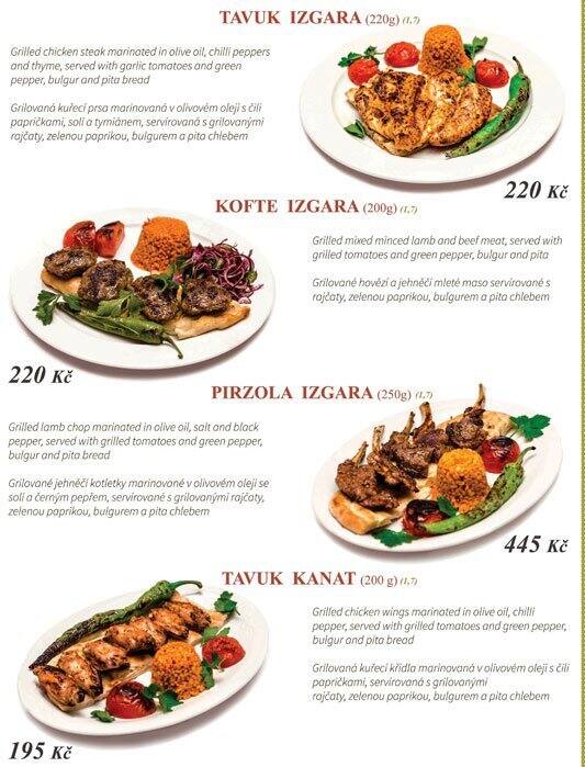 Menu at Mangal Restaurant, Prague
