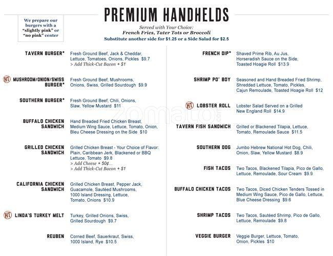 Menu at Hickory Tavern pub & bar, Pinehurst, US 15/501