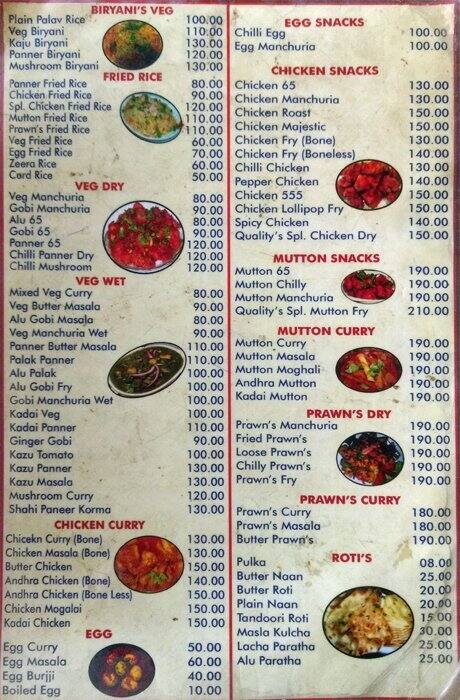 Quality Biryani Point & Roti's Corner Menu - Zomato