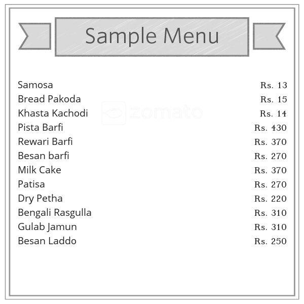 Sharma Sweets Menu, Menu for Sharma Sweets, Tagore Garden, New Delhi ...