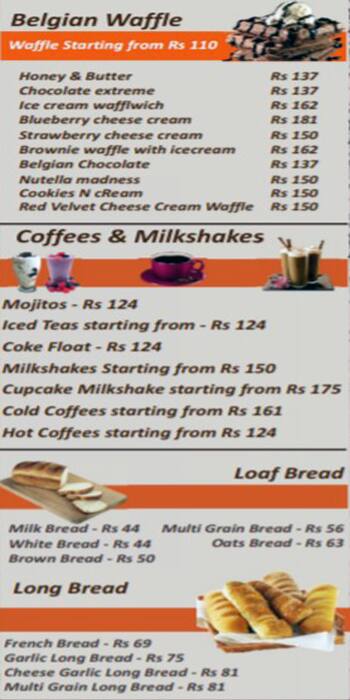 Menu at 7th heaven bakrey and cafe, Gandhinagar