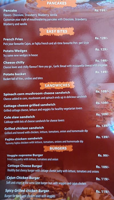 Menu of Cafe Coco, Kalkaji, New Delhi