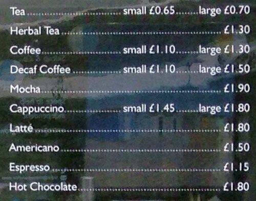 Menu at Kaz's Kitchen cafe, London, 12 Sidcup High Street