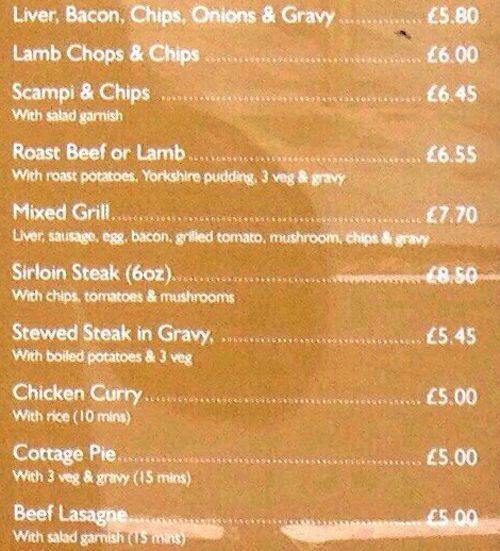Menu at Kaz's Kitchen cafe, London, 12 Sidcup High Street