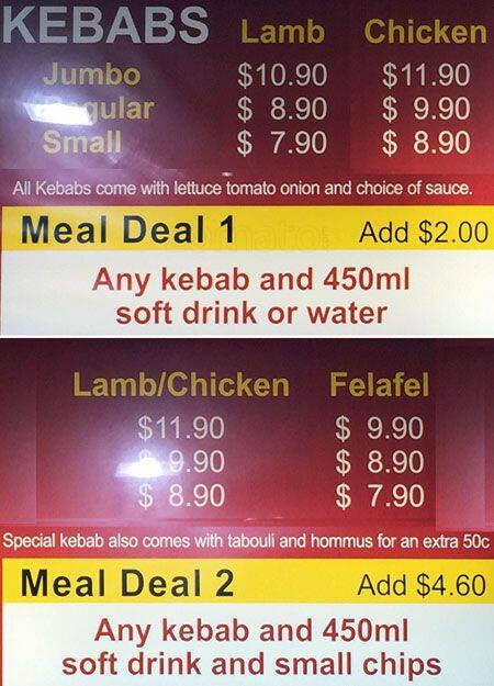 Menu at Ispa Kebab cafe, Biggera Waters
