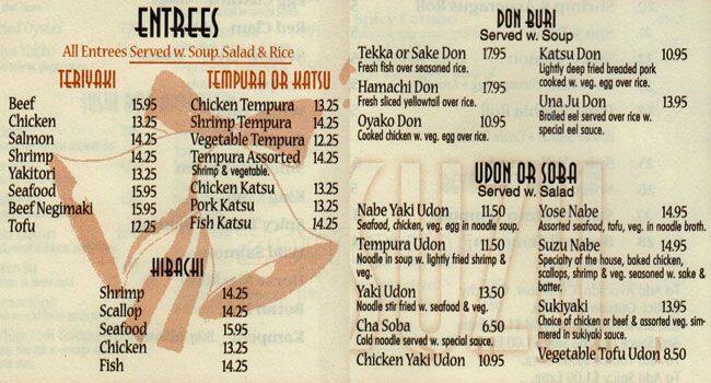 Menu at Suzu Susni Corp restaurant, New York City