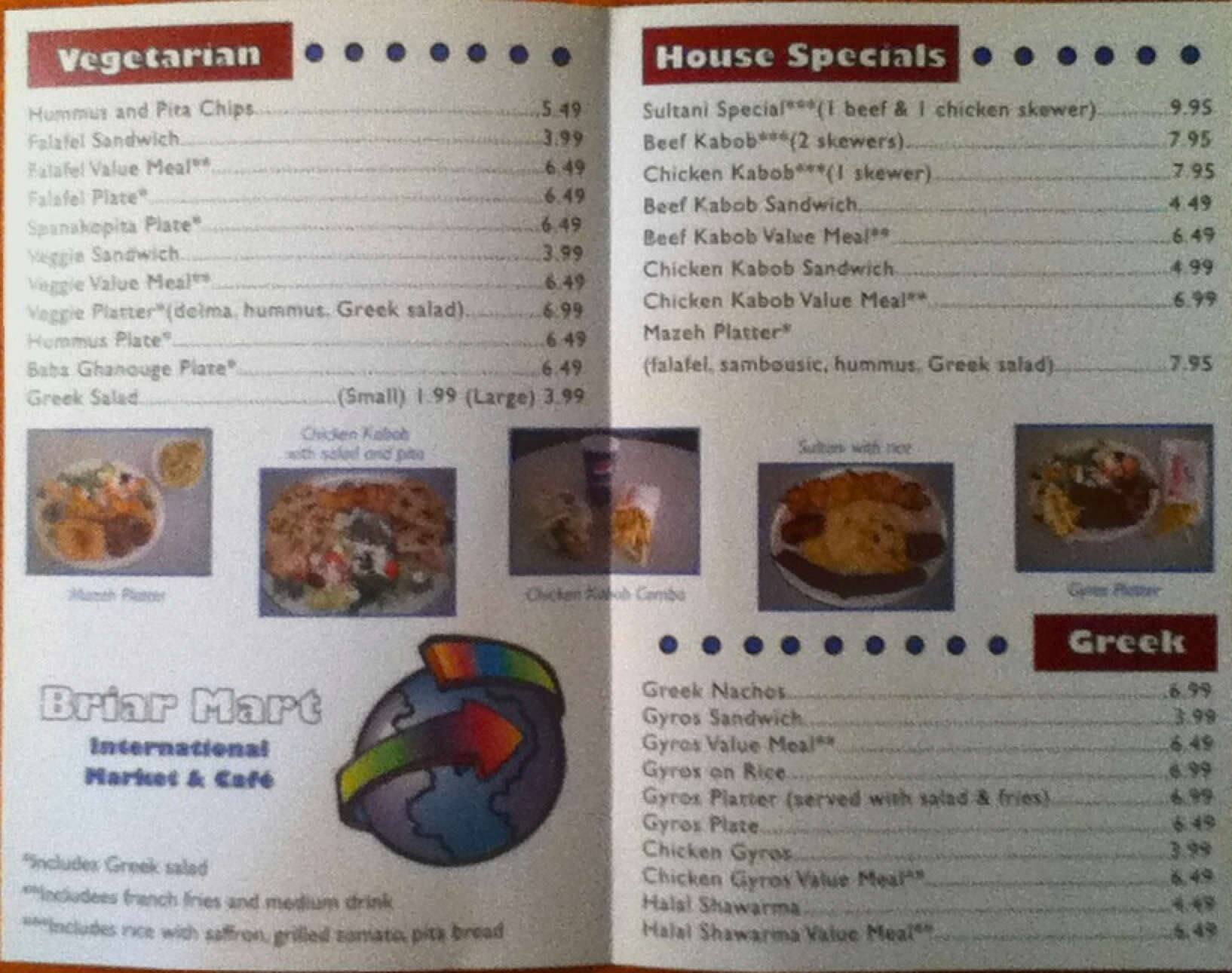 Menu at Briar Mart cafe, Colorado Springs, N Academy Blvd