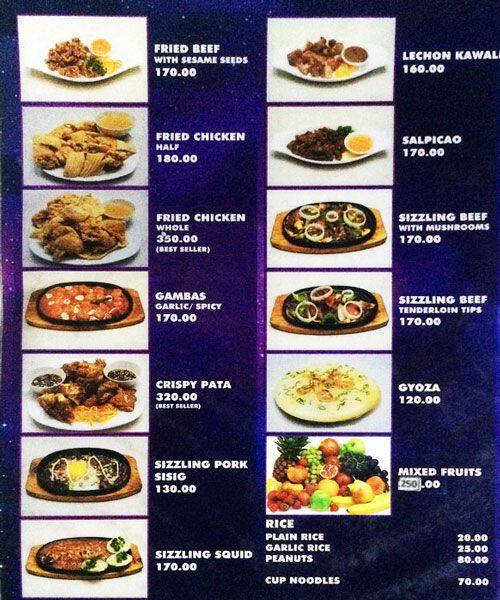 Menu at Ultra club, Cebu City, L1