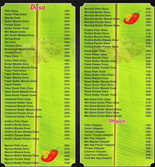 Menu at Dil Dosa Etc., Faridabad, Shop no 109A